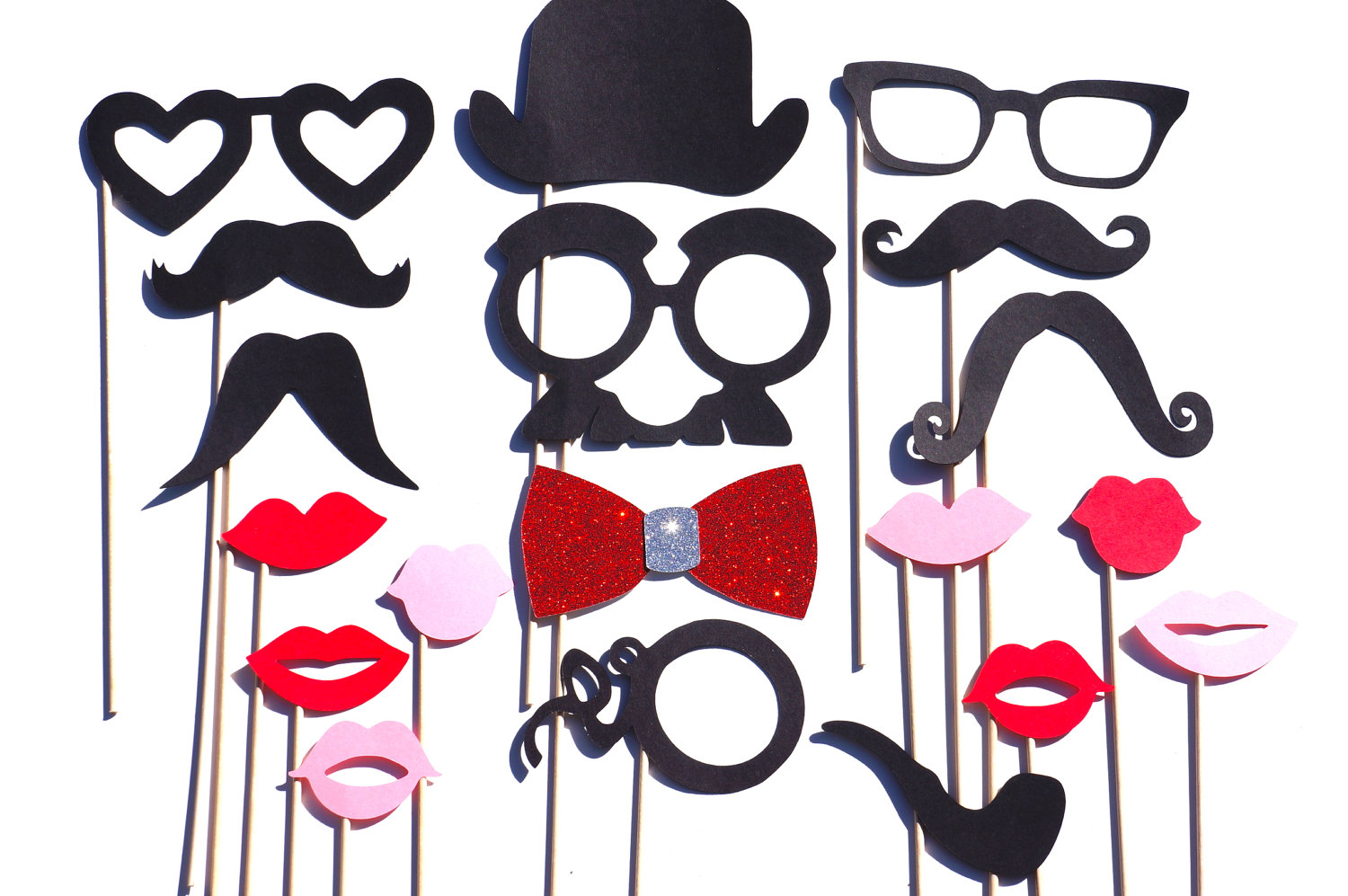 Photo Booth Props Classic Wedding Red GLITTER Bow Tie 19 | Etsy