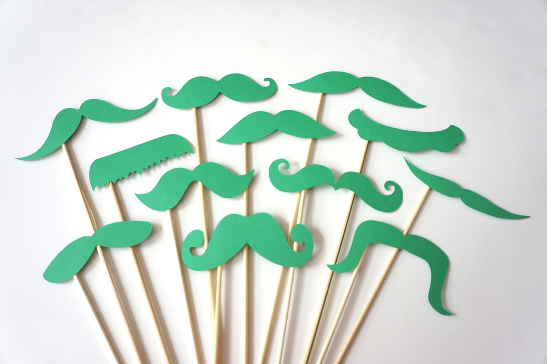 Photo Booth Props - Mustache Bash - Set of 12 GREEN Mustaches on a ...
