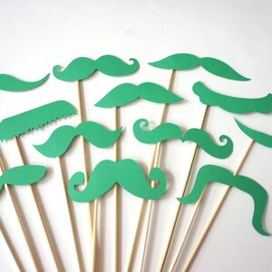 Photo Booth Props - Mustache Bash - Set of 12 GREEN Mustaches on a ...