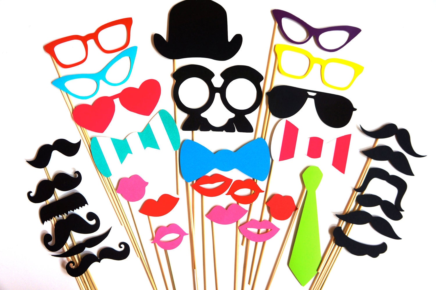 SALE 32 Piece Photo Booth Prop Set Birthdays Weddings | Etsy