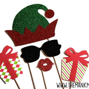 Christmas Elf Photo Booth Props ~ Set of 5 Props With Glitter ...