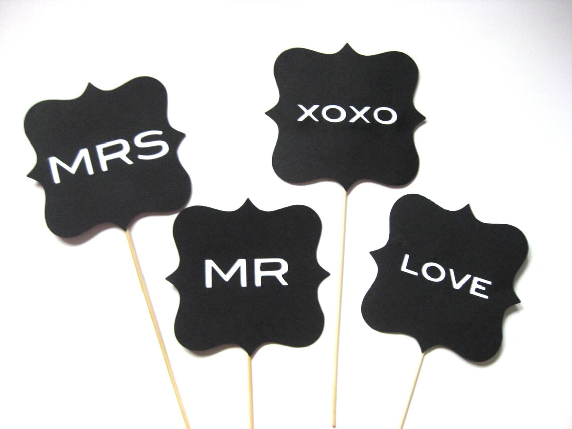 Photo Props Wedding Signs 4 Piece Set Photo Booth Props - Etsy