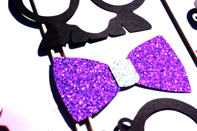 Photo Booth Props Classic Wedding Purple GLITTER Bow Tie - Etsy