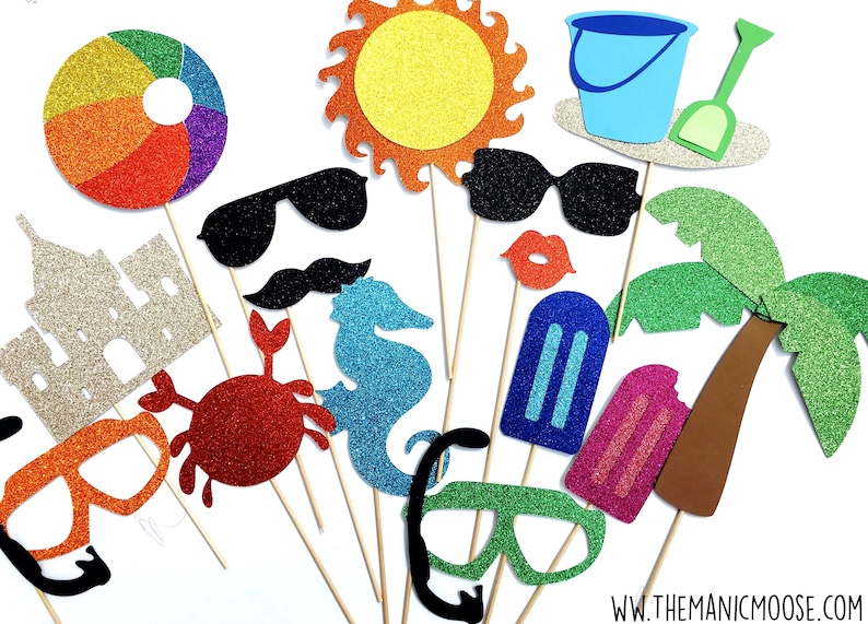 DELUXE Beach Photo Booth Props Set of 15 Summer Pool Party | Etsy