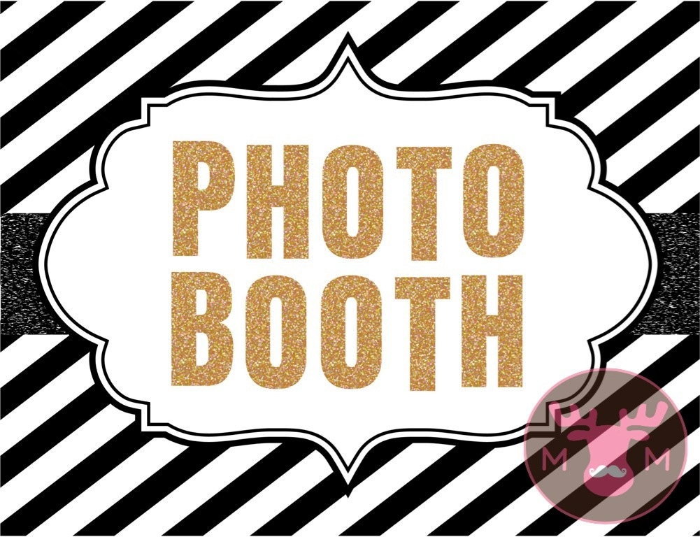 INSTANT DOWNLOAD Photo Booth Sign Black & Gold Great | Etsy