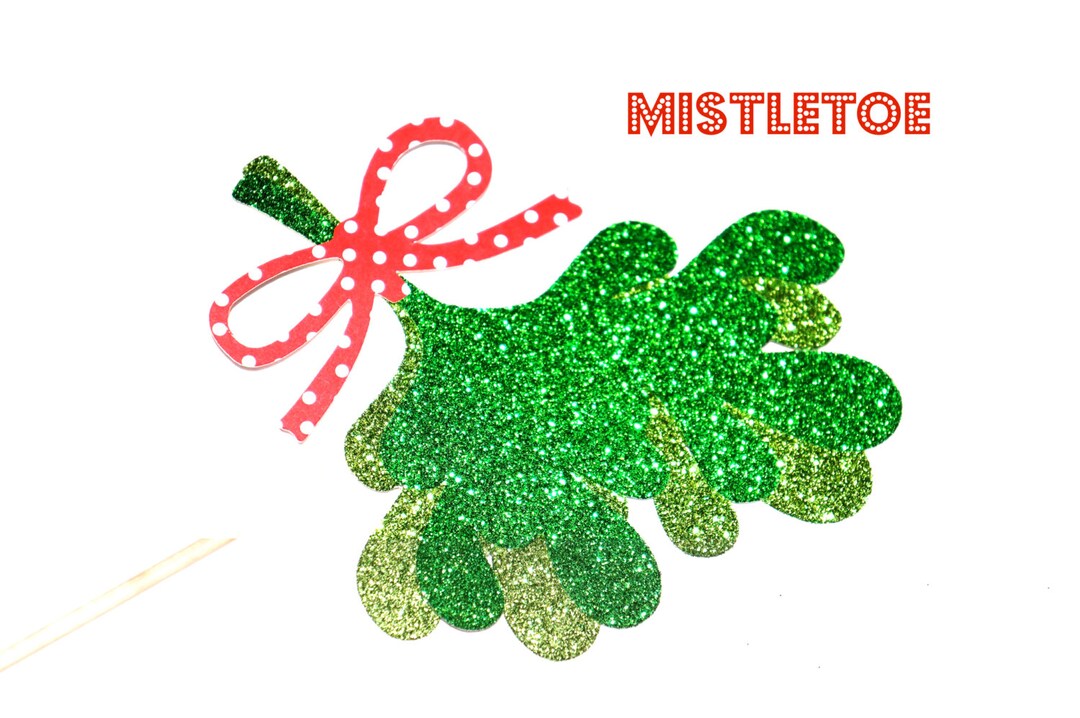 Glitter Mistletoe on a Stick - Holiday Photo Booth Props - Christmas ...