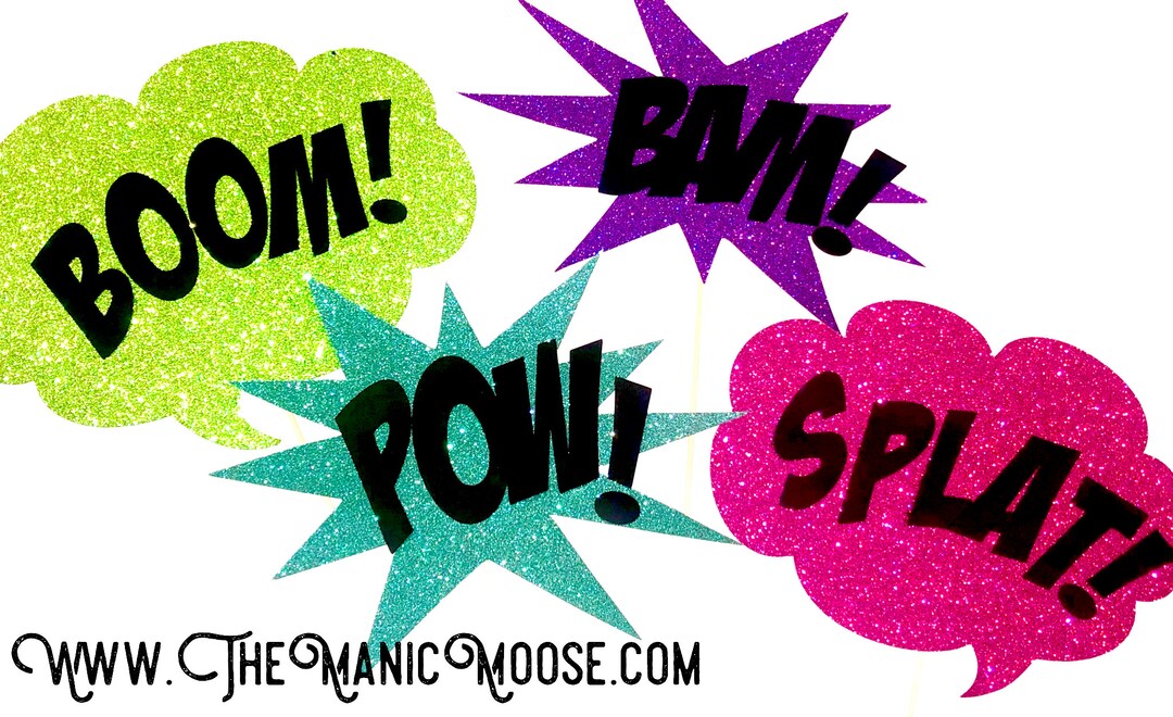 Comic Book Bubbles - Bam, Pow, Splat, Boom - Photo Booth Props - Set of ...