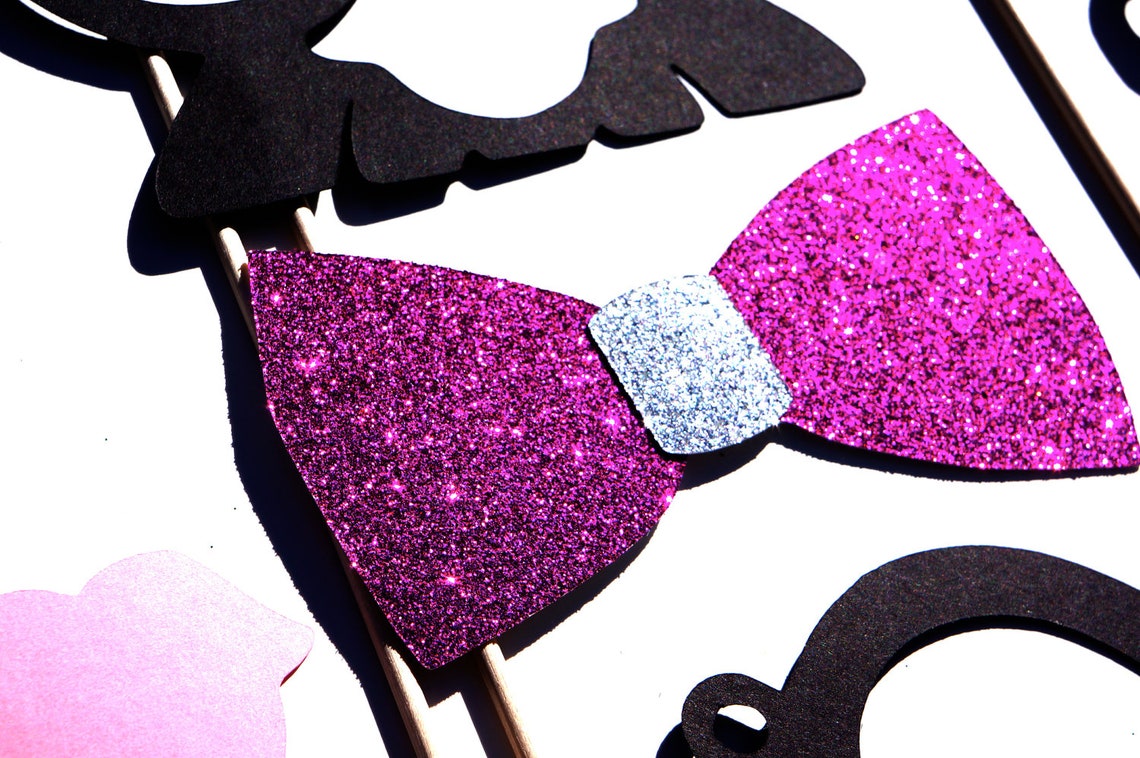 Photo Booth Props Classic Wedding Hot Pink/magenta GLITTER | Etsy