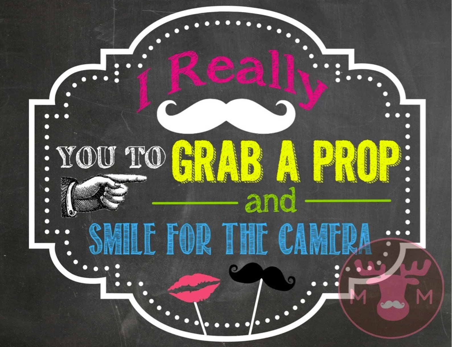 INSTANT DOWNLOAD Photo Booth Sign NEON Chalkboard Sign - Etsy