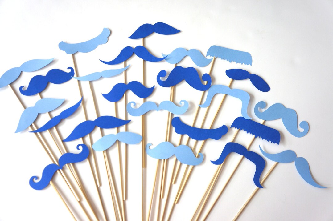 Photo Booth Props - Mustache Bash - Set of 24 Aqua and Blue Mustaches ...