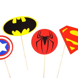 Super Hero Photo Booth Props - Set of 4 Symbols - Batman, Superman ...