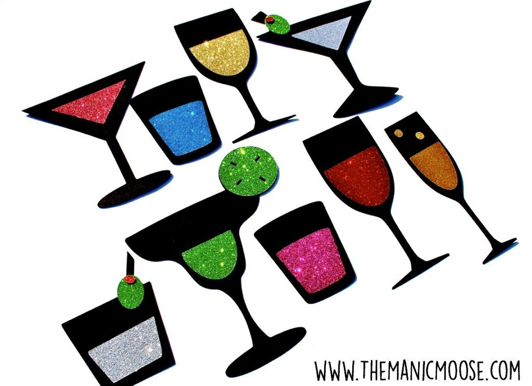 Photo Booth Props ~ Happy Hour Collection ~ Set of 9 GLITTER Cocktail ...