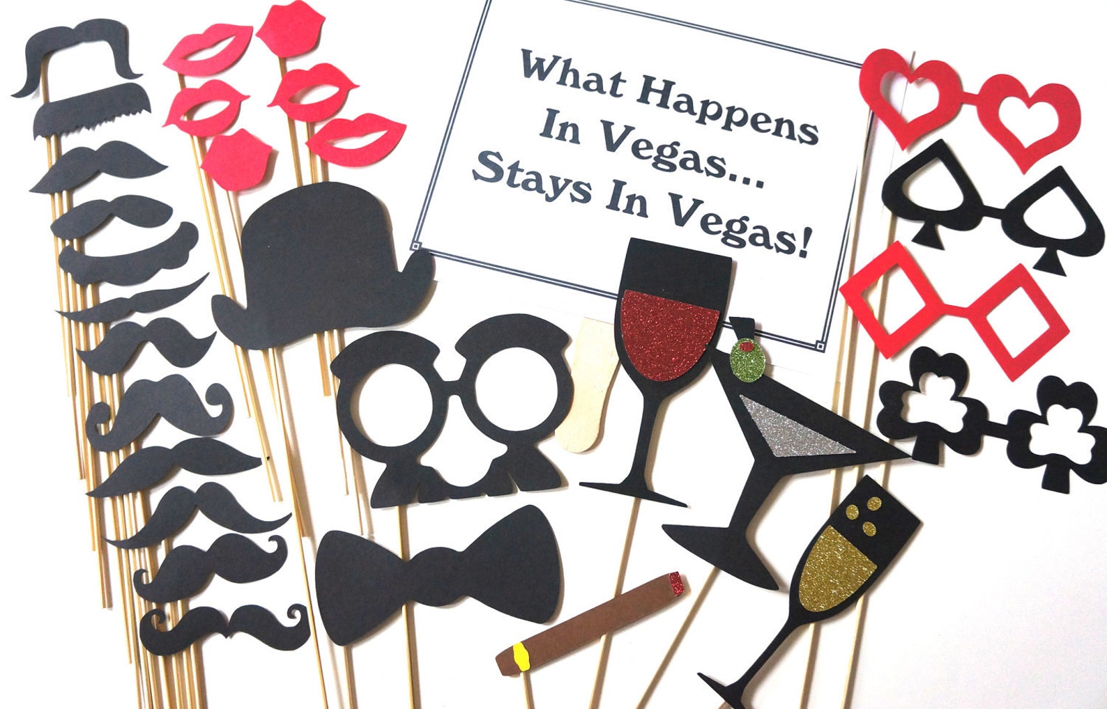 The Las Vegas Collection Set of 30 Photo Booth Props With - Etsy
