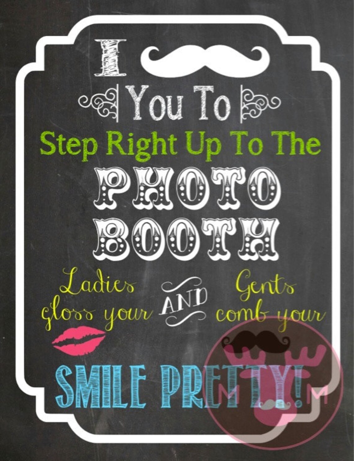 INSTANT DOWNLOAD Photo Booth Sign NEON Chalkboard Sign | Etsy