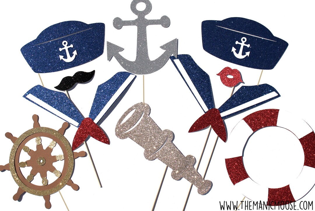 Photo Booth Props ~ DELUXE Sailor Prop Set ~ 10 Props on a Stick ...