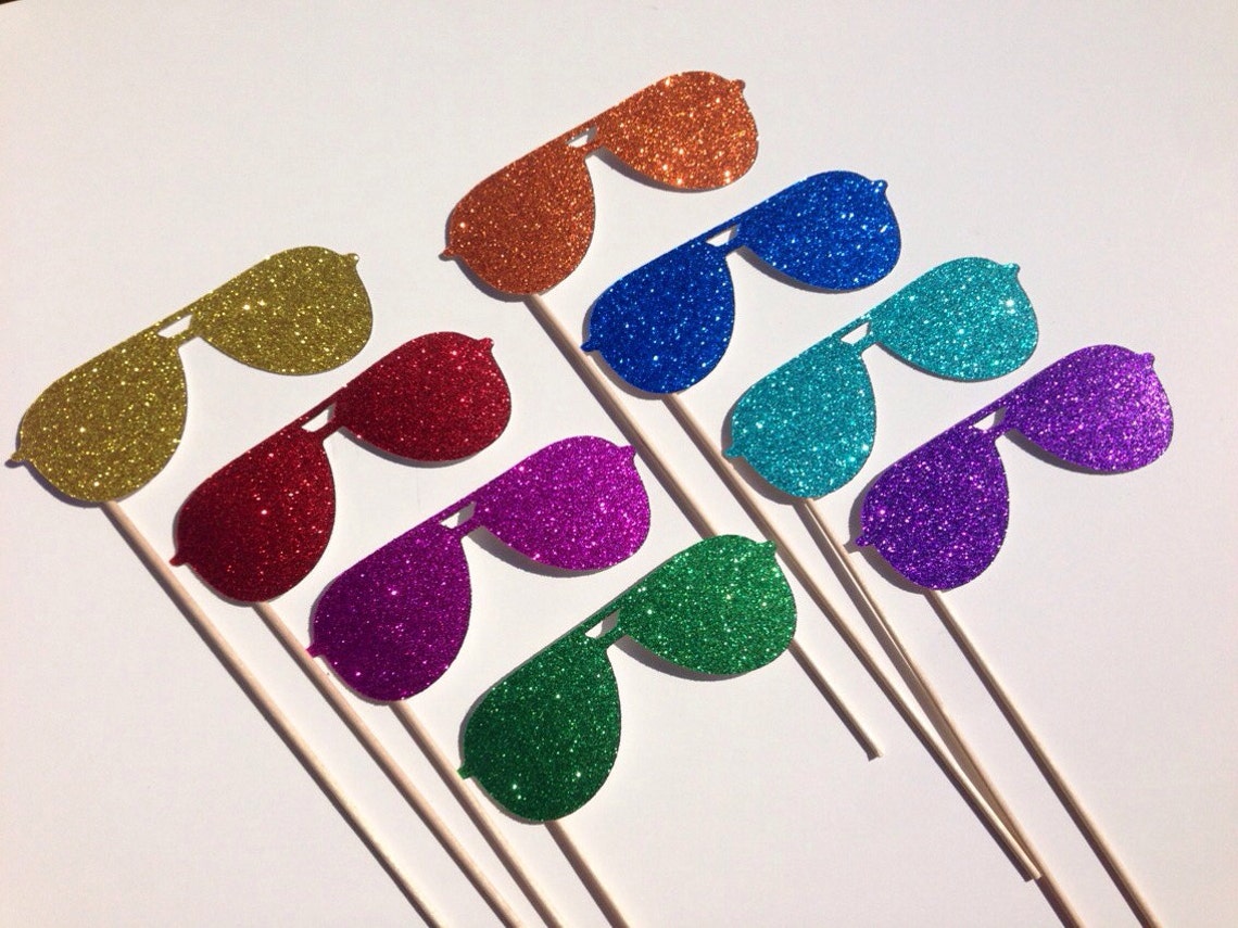 Photo Booth Props Summer Shades on a Stick Set of 8 - Etsy