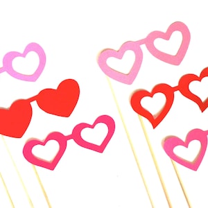 Valentines Day Photo Booth Prop Set - 6 Heart Glasses on a Stick ...