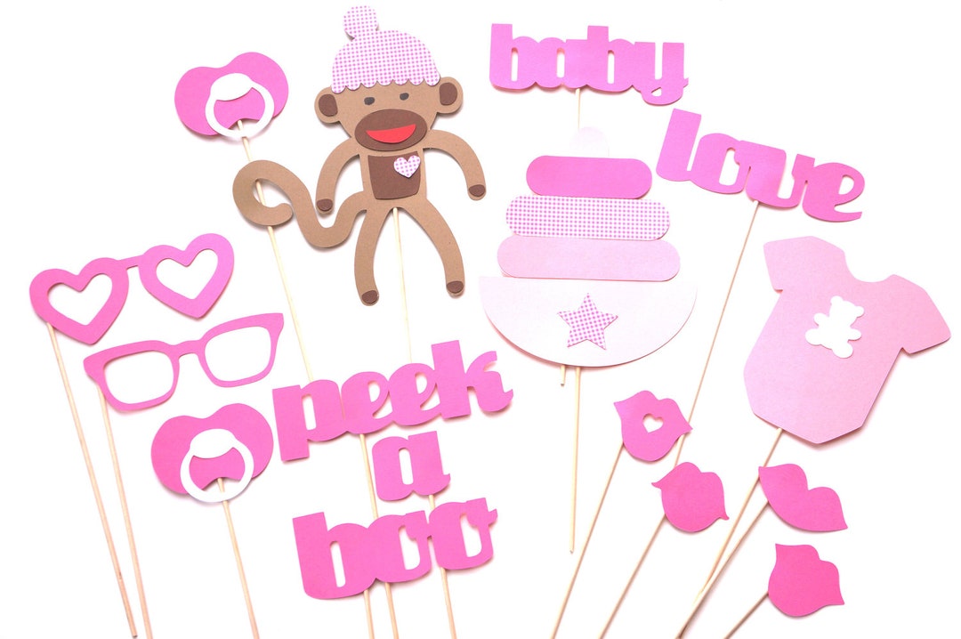 Baby Shower Props - Baby Girl Photo Props - Photo Booth Props - Pink ...