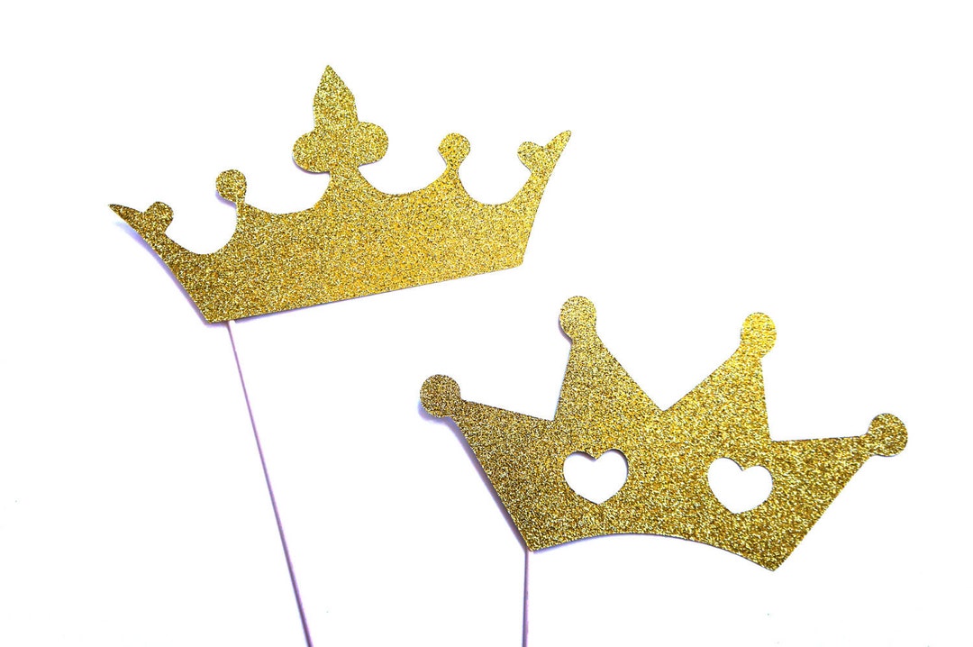 Photo Booth Props - Prom King and Queen Crowns With GLITTER ...