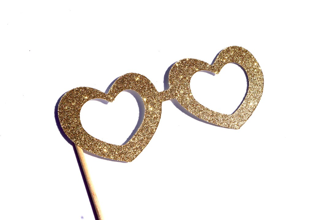 Photo Booth Props - GLITTER HEART Glasses - You Choose Color ...