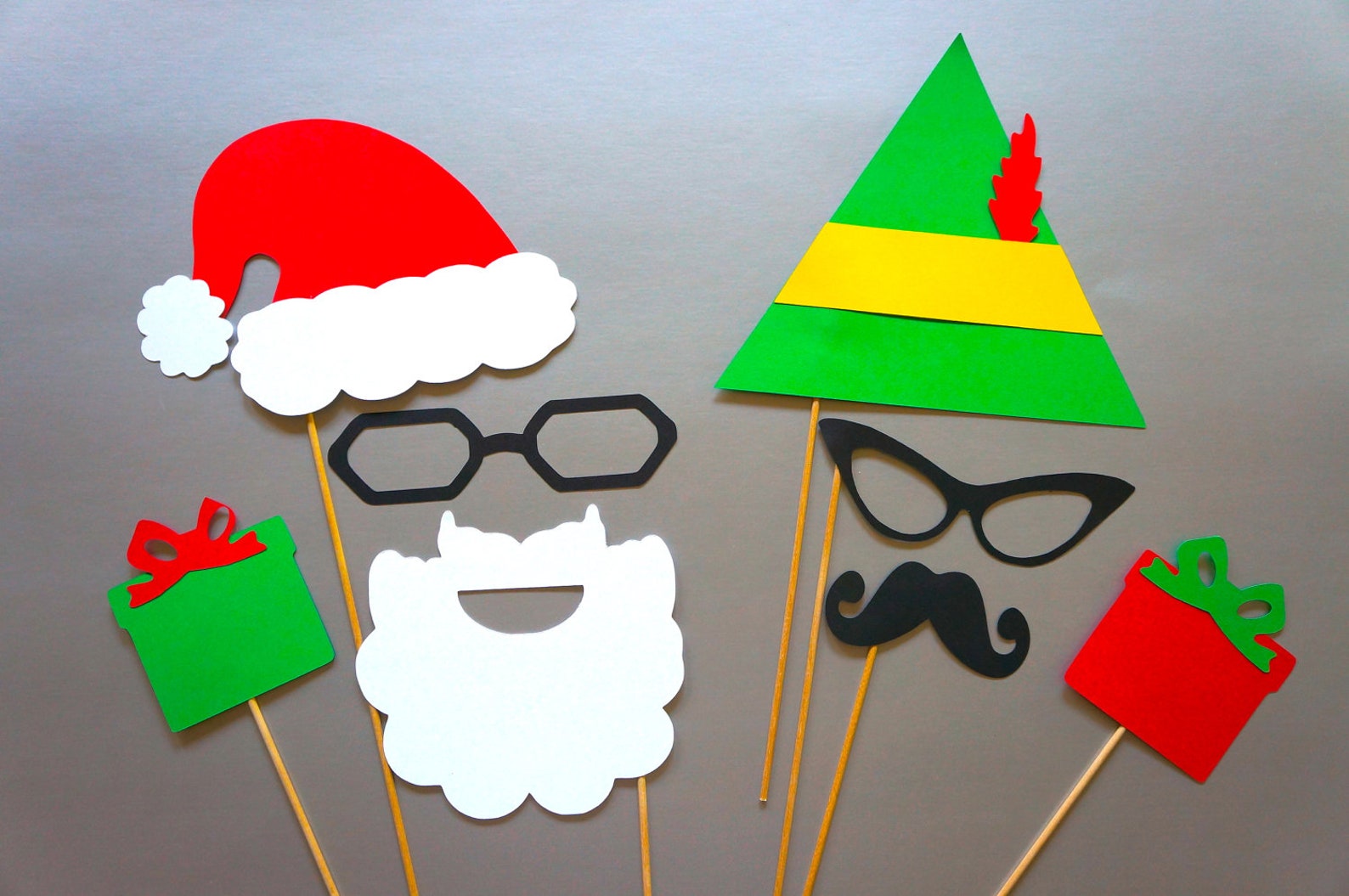 Christmas Photo Booth Props 8 Piece Set of Photobooth Props Santa and ...