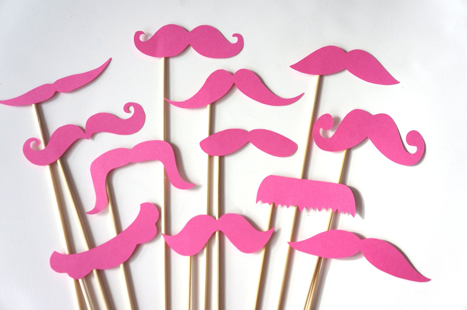 Photo Booth Props Mustache Bash Set of 12 BUBBLE GUM PINK - Etsy