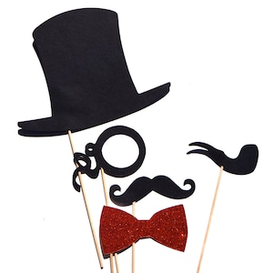 Photo Booth Props - Set of 5 Photobooth Props With Glitter - Monocle ...