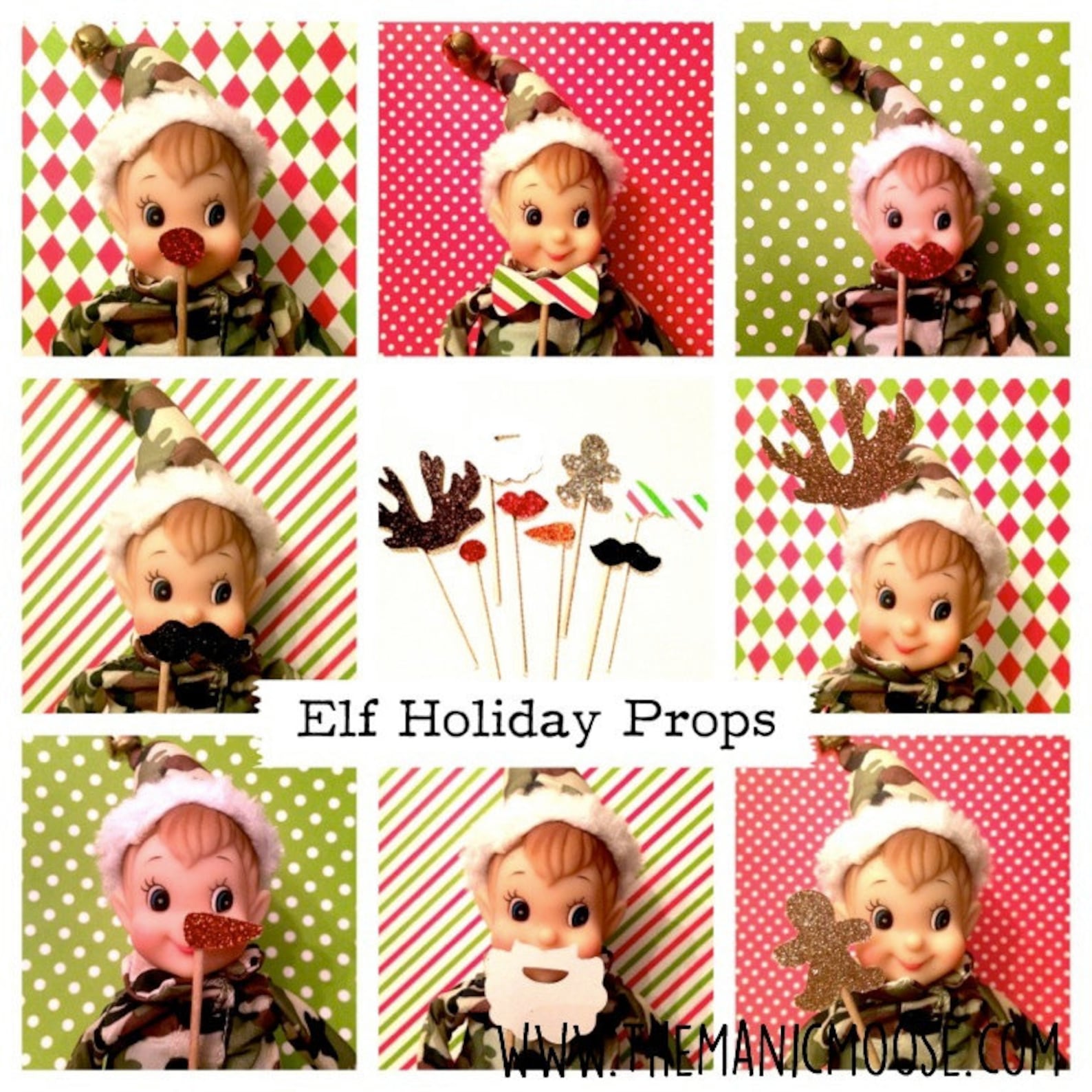 Elf Photo Booth Props Set of 8 MINIATURE Photo Booth Props | Etsy