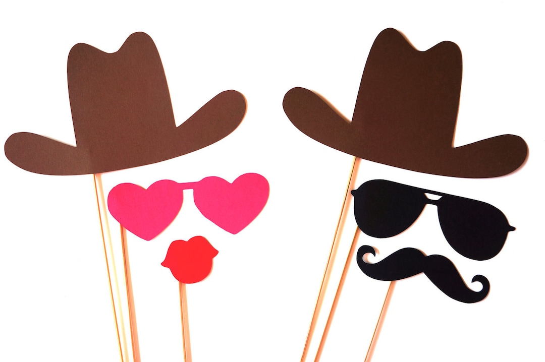 Photo Booth Props - the Cowboy and Cowgirl Collection - 6 Piece Prop ...
