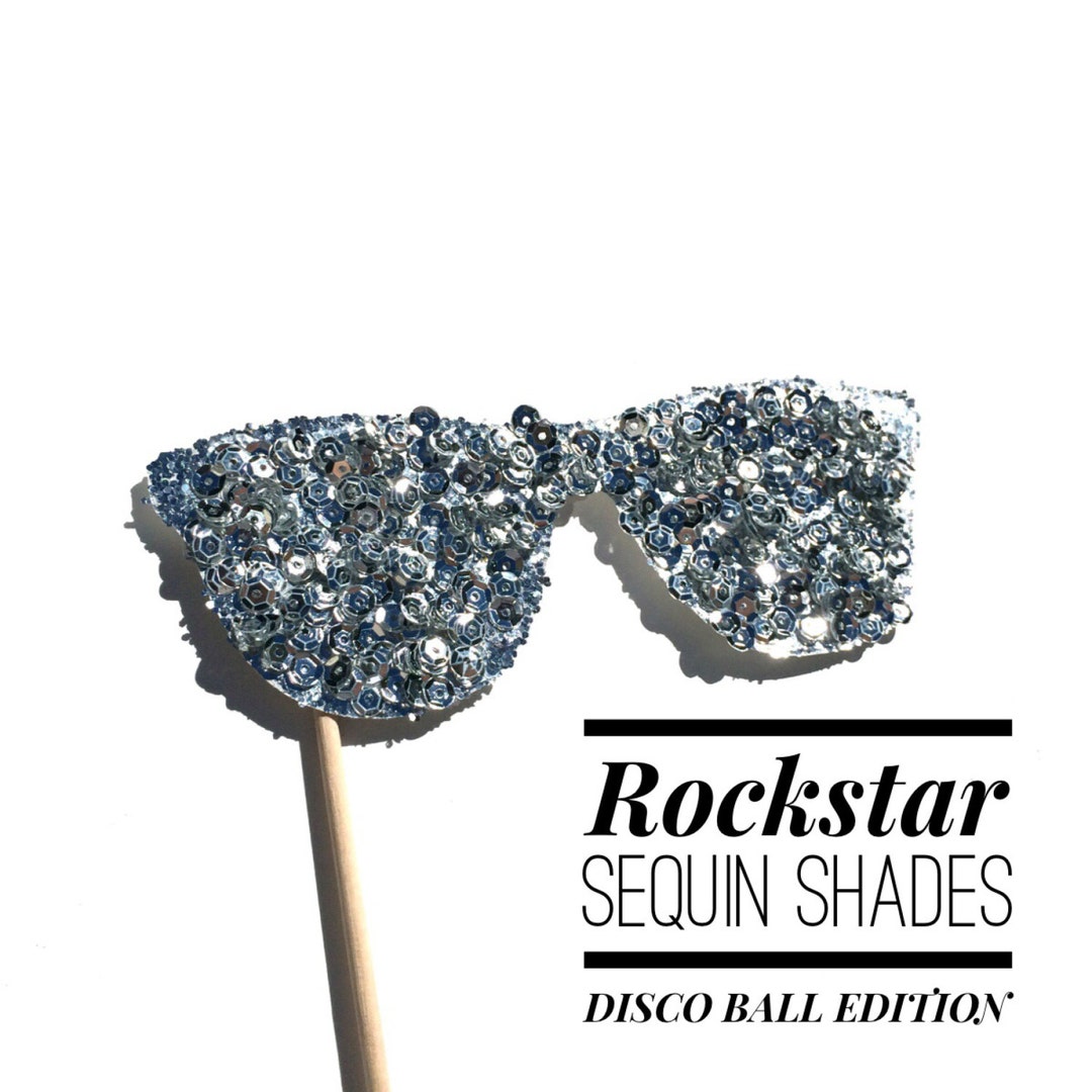 Photo Booth Props - Rockstar Sequin Glitter Sunglasses - Disco Ball ...