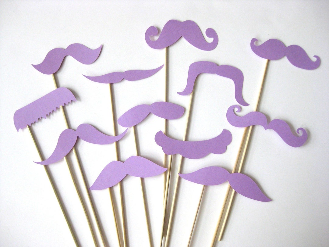 Photo Booth Props - Mustache Bash - Set of 12 LILAC Mustaches on a ...