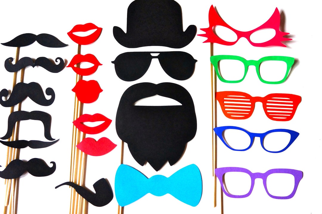 Super Fun Photo Booth Props - 21 Piece Prop Set - Birthdays, Weddings ...