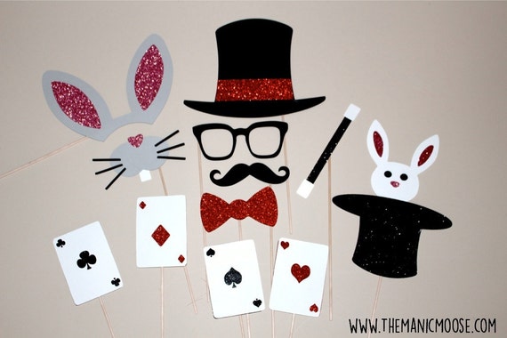 Magician Photo Booth Props Set of Glitter Photo Booth Props | Etsy