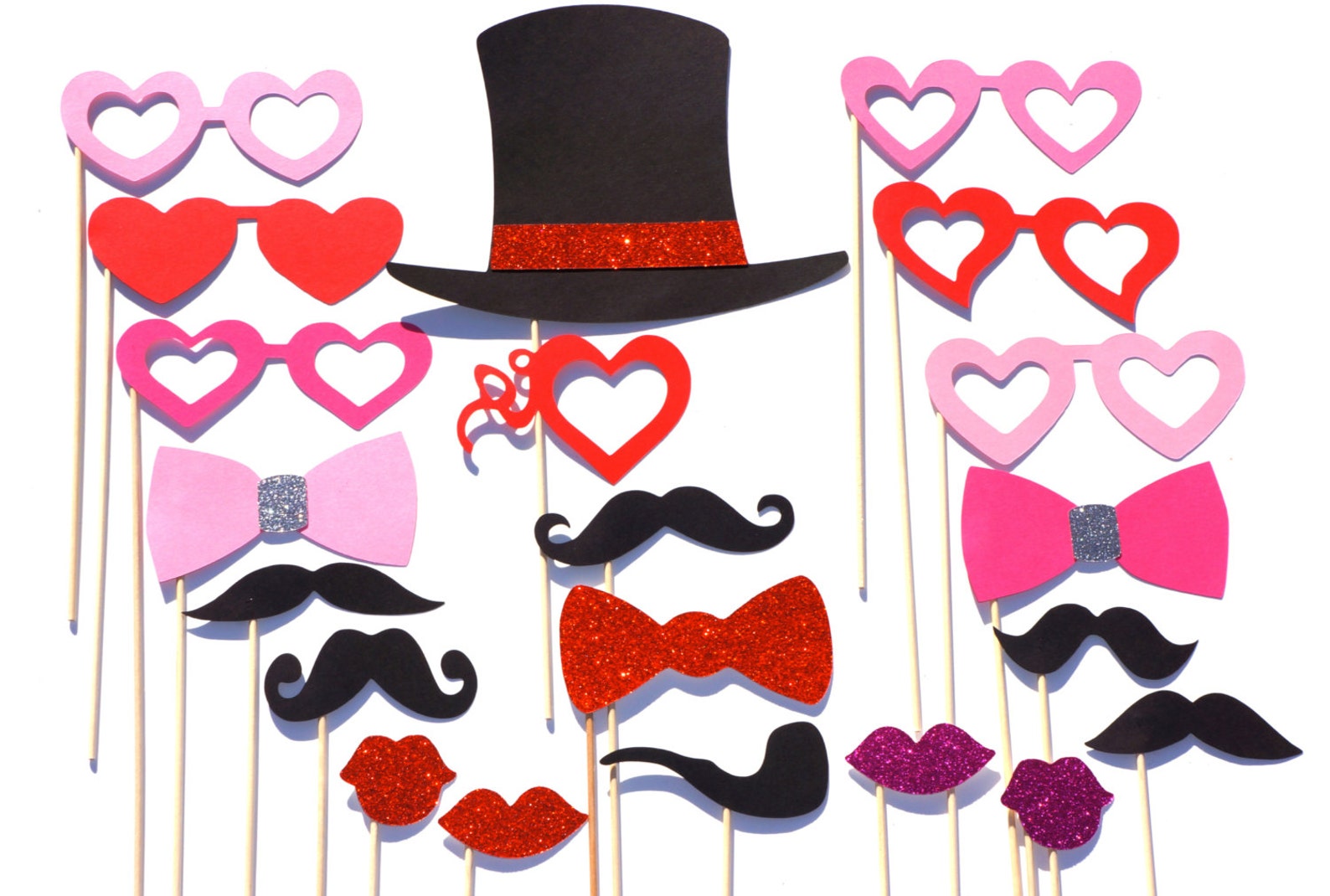 Love Photo Booth Prop Set With GLITTER 21 Pieces on a Stick | Etsy