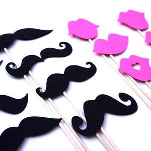 Mustaches and Baby Pink Lips on a Stick - Set of 16 - Birthdays ...