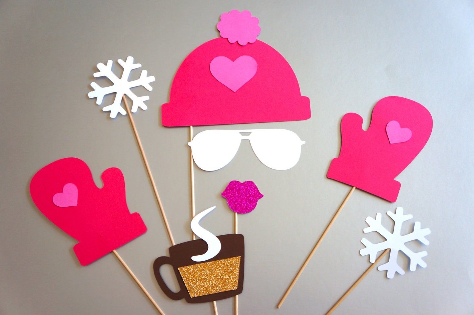 Winter Photo Booth Props 8 Piece Set GLITTER Photobooth - Etsy
