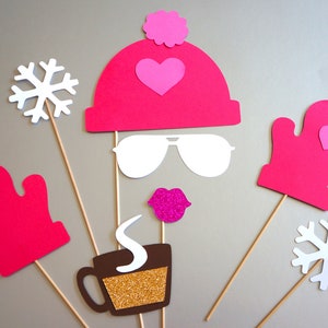 Winter Photo Booth Props - 8 Piece Set - GLITTER Photobooth Props ...
