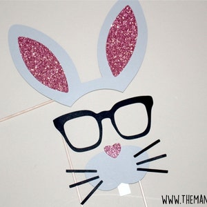 Funny Bunny Photo Booth Props ~ Set of 3 Glitter Photo Booth Props - Etsy