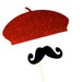 Photo Booth Props RUBY RED GLITTER Beret and Mustache Set Set of 2 ...