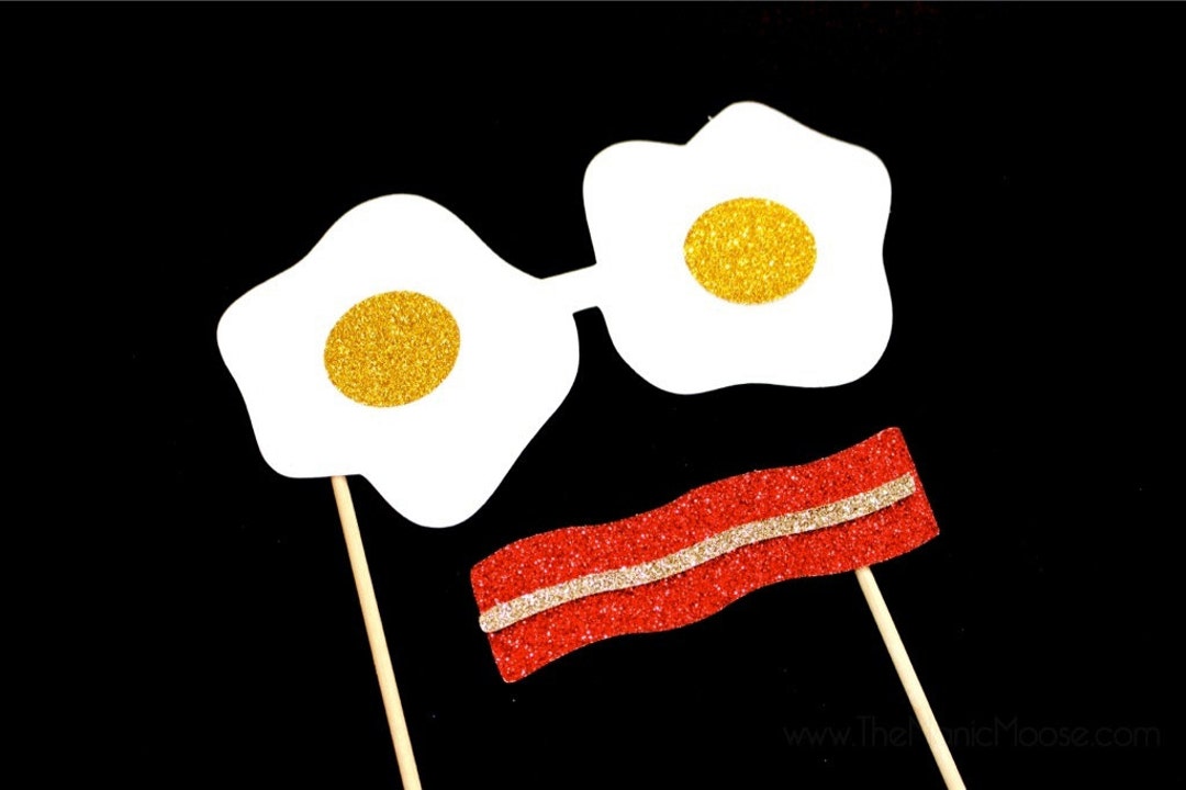 Photo Booth Props ~ Breakfast Disguise ~ Set of 2 Props ~ Bacon ...