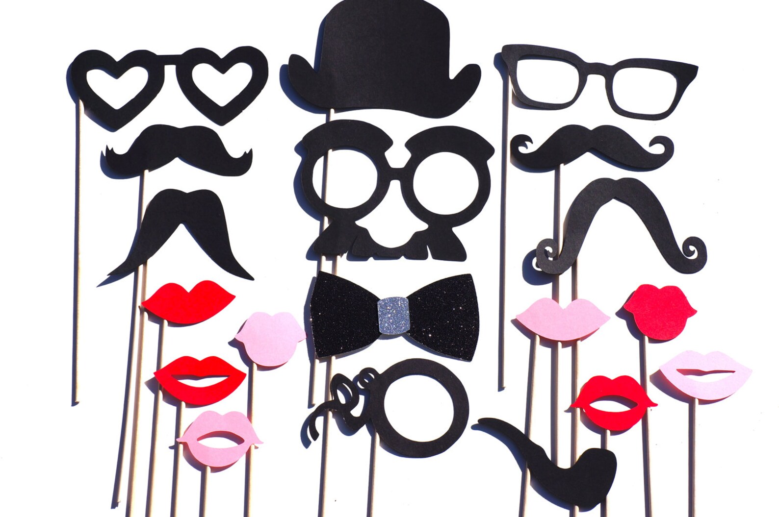 Photo Booth Props Classic Wedding Black GLITTER bow tie | Etsy