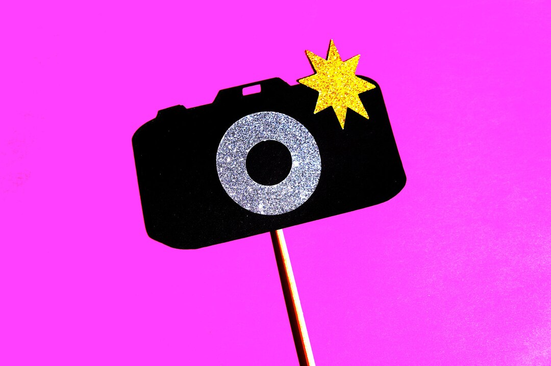 Photo Booth Props Camera on a Stick GLITTER Photobooth - Etsy