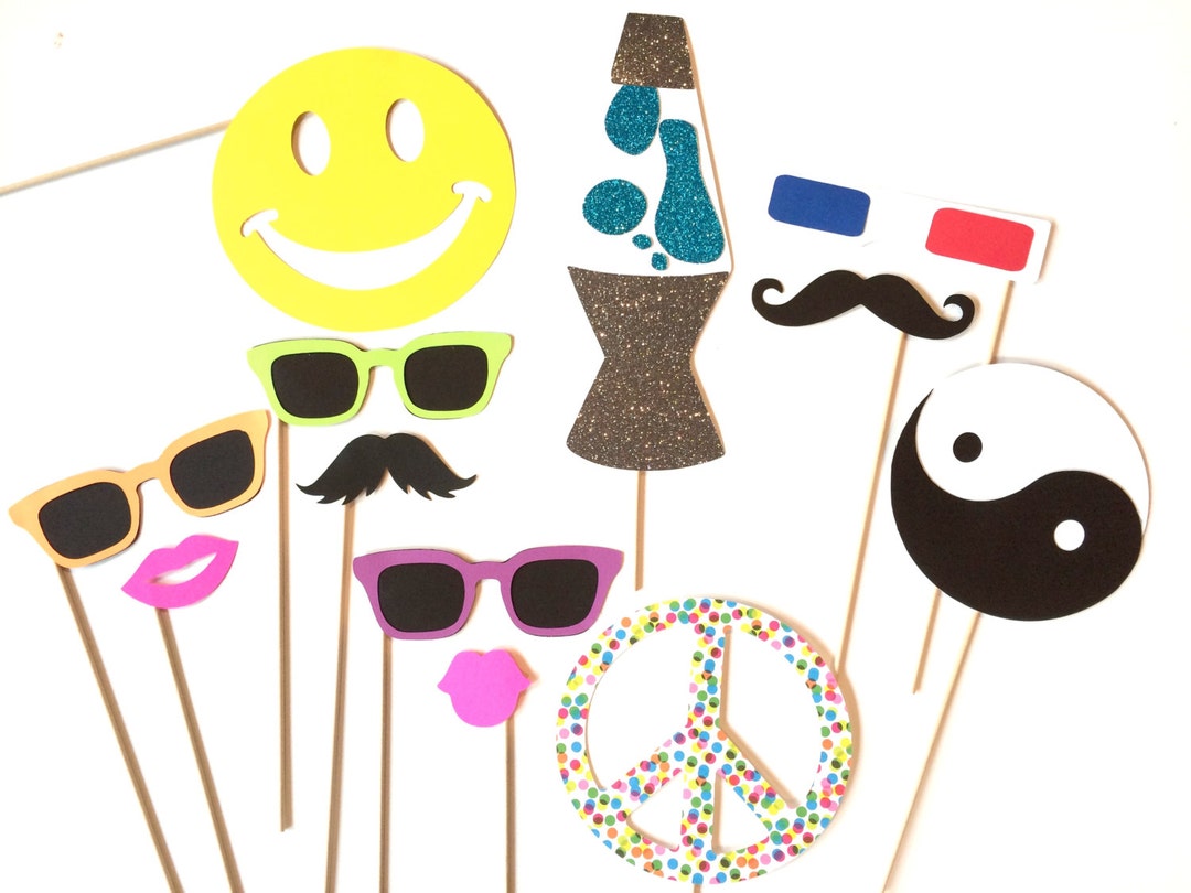 Photo Booth Props - the Decade Collection - 12 Piece Prop Set - 70's ...