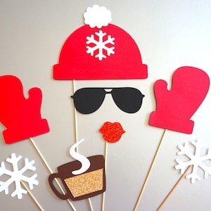 Winter Photo Booth Props - 8 Piece Set - GLITTER Photobooth Props ...