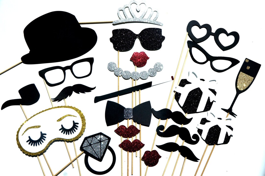 Classy Photo Booth Prop Set Deluxe Edition - 23 Piece Set - Birthdays ...