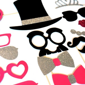 Fancy Photo Booth Prop Set ~ Hot Pink and Silver Edition ~ 21 Pieces ...