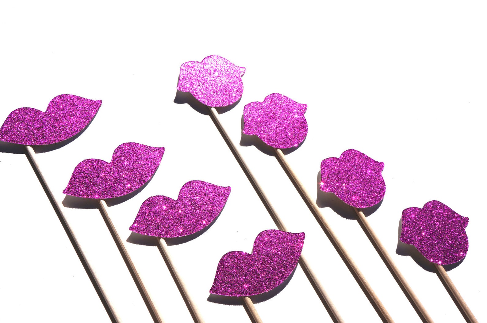 Photo Booth Prop Set - Luscious Glitter Lips on a Stick - Hot - 8 Piece ...