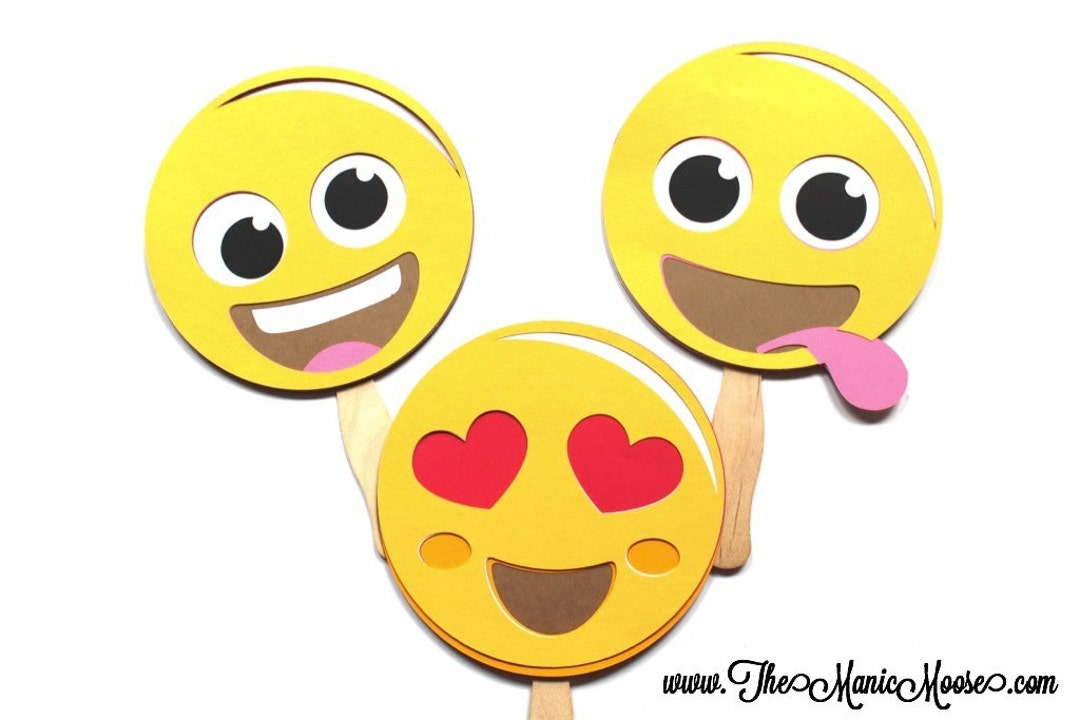 Photo Booth Props ~ Set of 3 Large Emoji Photo Booth Props ~ Emoticon ...