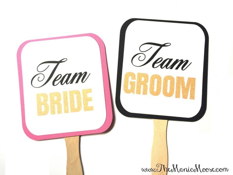 Team Bride and Team Groom Signs Wedding Photo Booth Props | Etsy