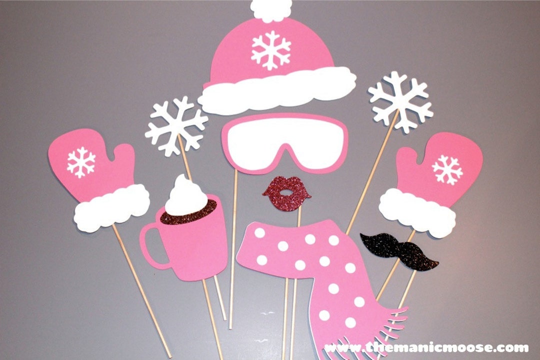 Winter Photo Booth Props - 10 Piece Set - GLITTER Photobooth Props ...